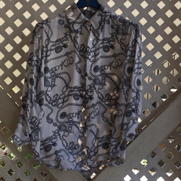 CHANEL | Tops | Chanel Vintage Logo Blouse | Poshmark
